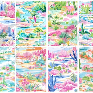 Preppy Western Scene Digital Paper | Seamless Pattern | Western Print ...