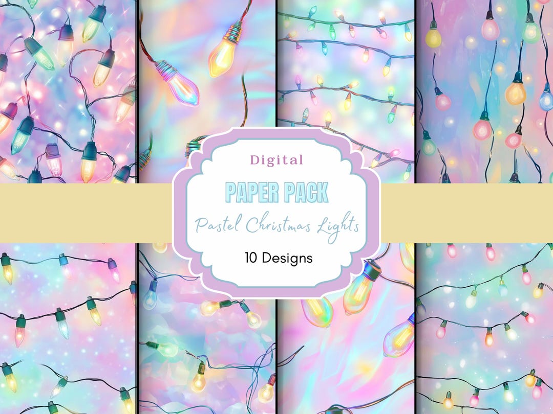 Pastel Christmas Lights Digital Paper - Seamless Pattern for ...