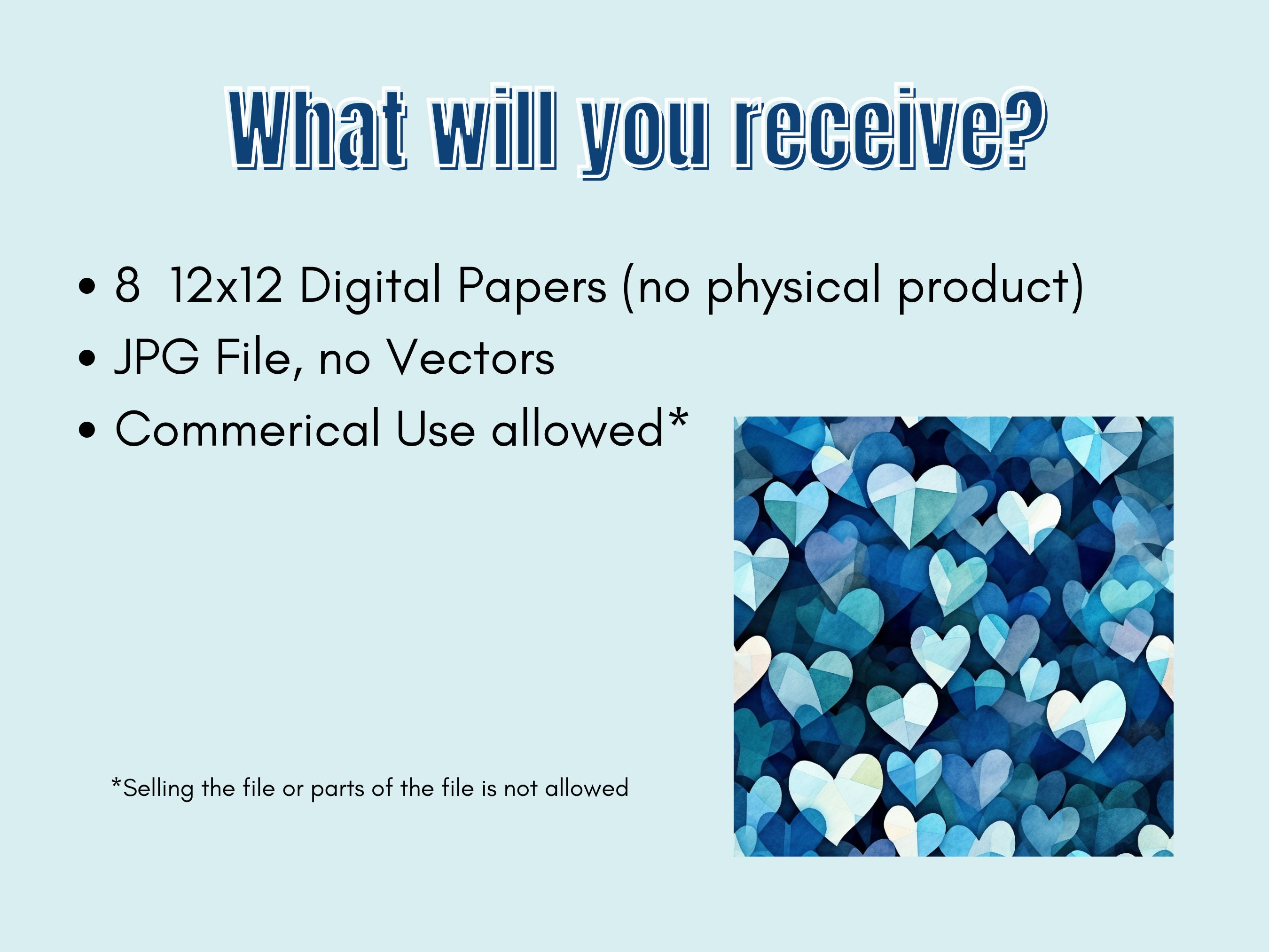 Blue Heart Digital Paper Instant Download Heart Digital Papers Heart ...