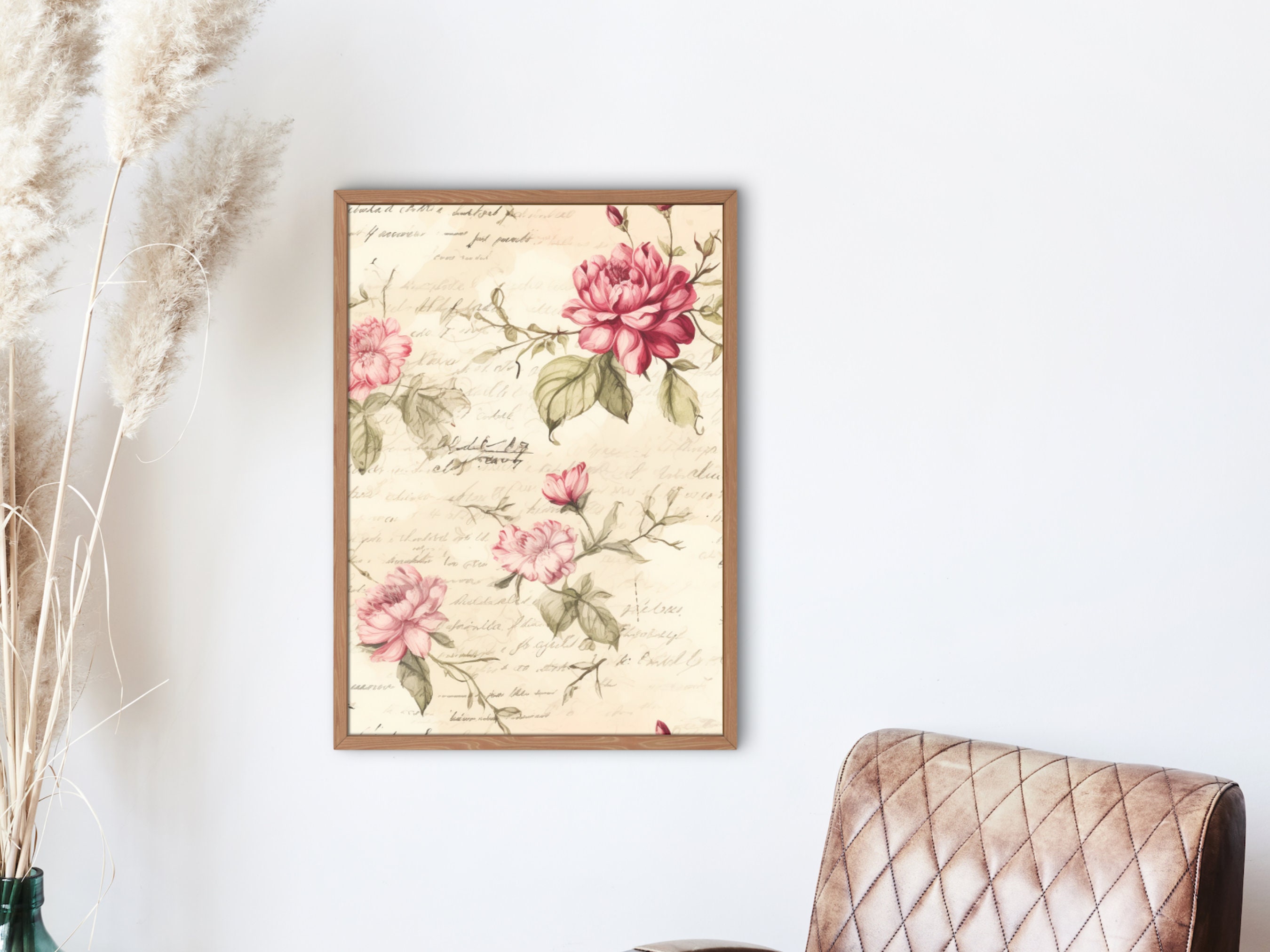 Floral Parchment Letter Digital Paper | Floral Love Letter | Wedding ...