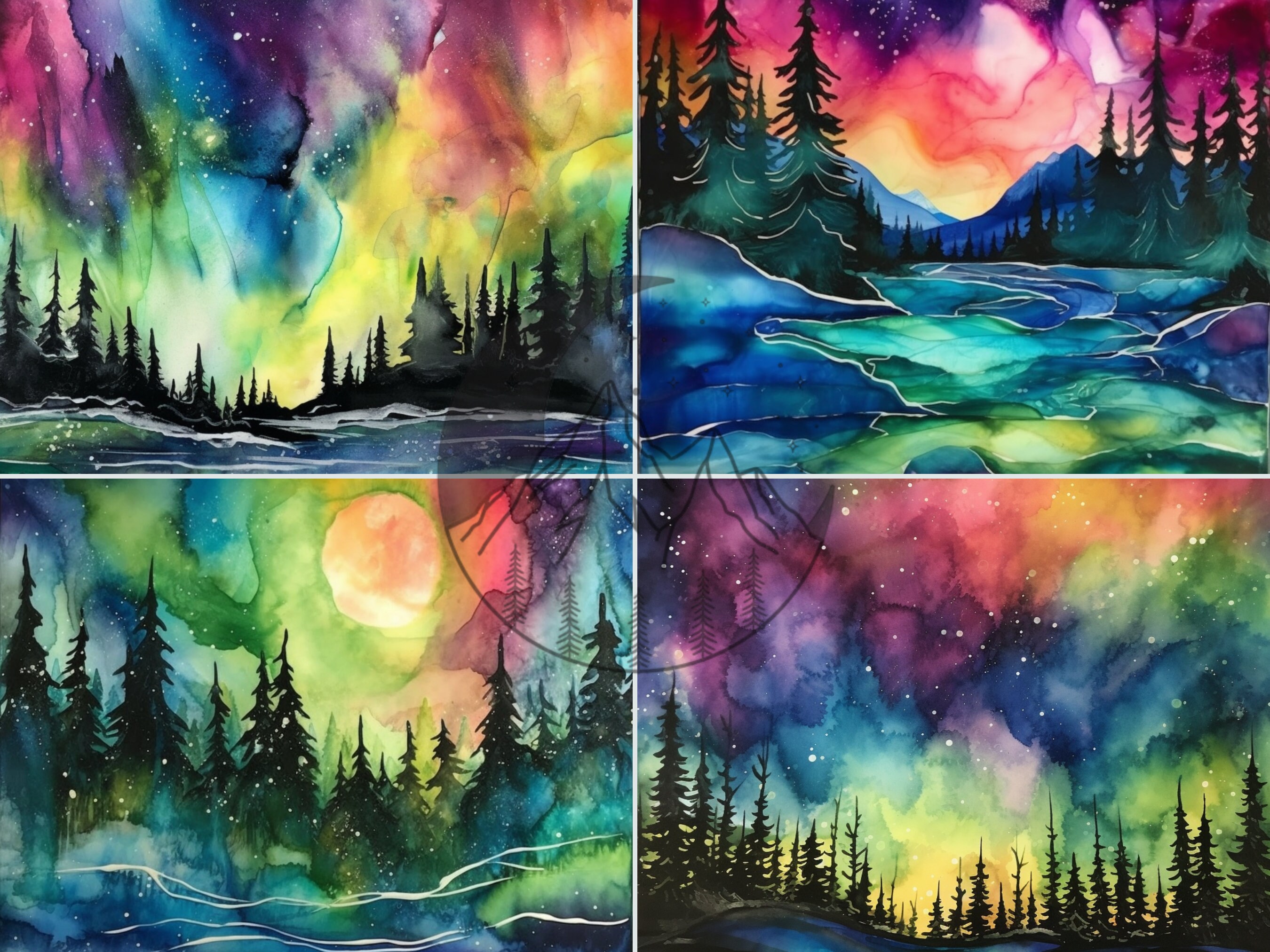 Northern Lights Digital Paper Pack | Commercial Use | Aurora Borealis ...