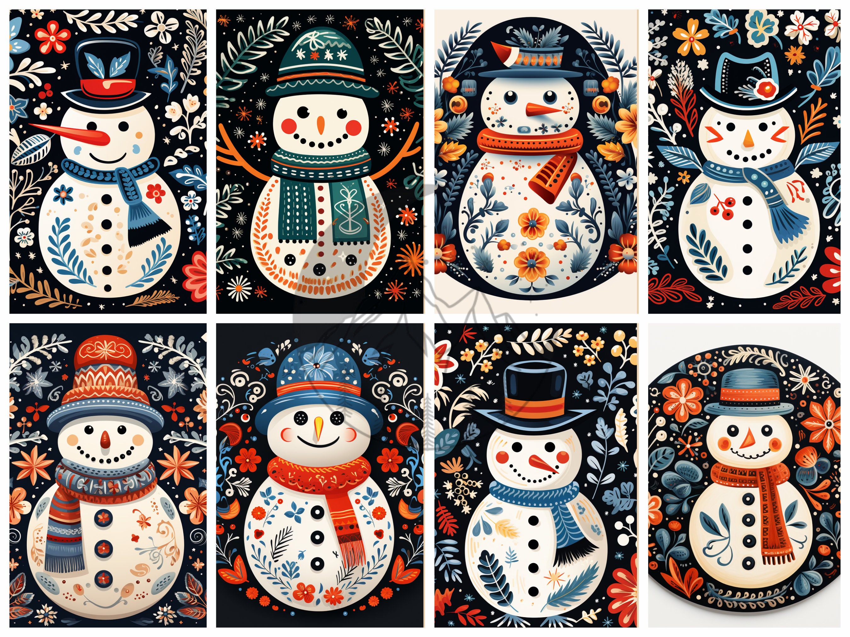 Scandinavian Snowman Digital Paper Scandinavian Christmas Digital ...