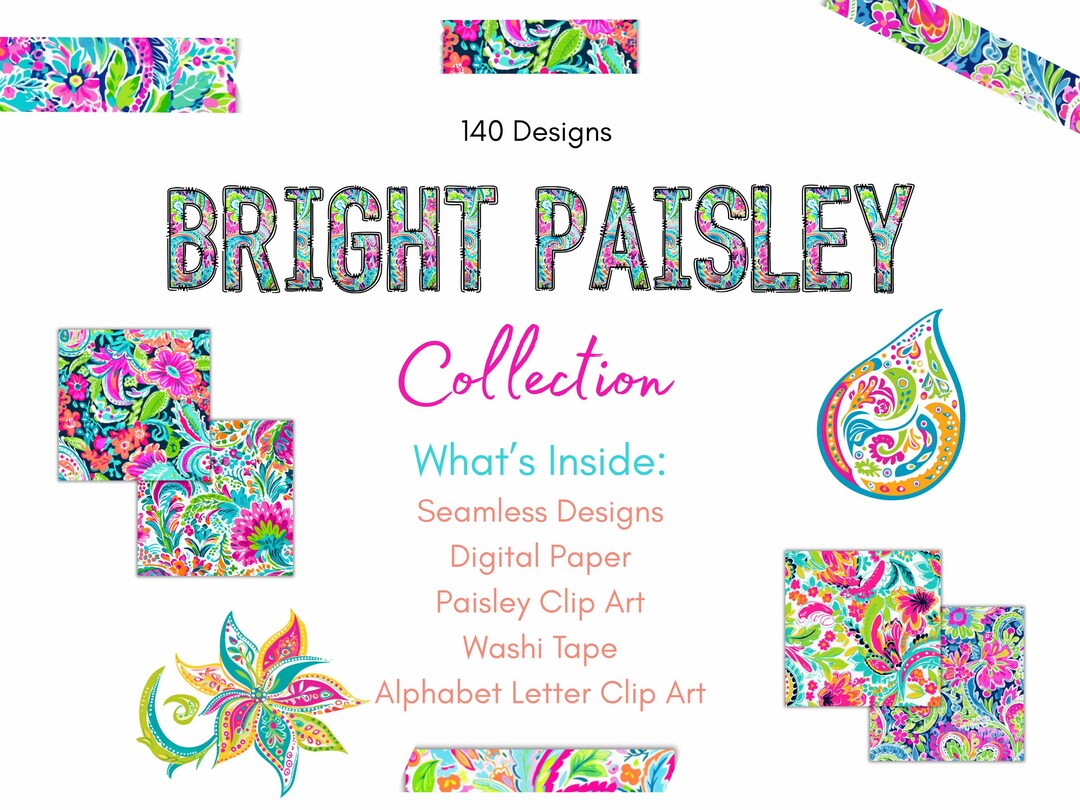 Bright Paisley Digital Paper Bundle – Seamless Patterns, Paisley ...