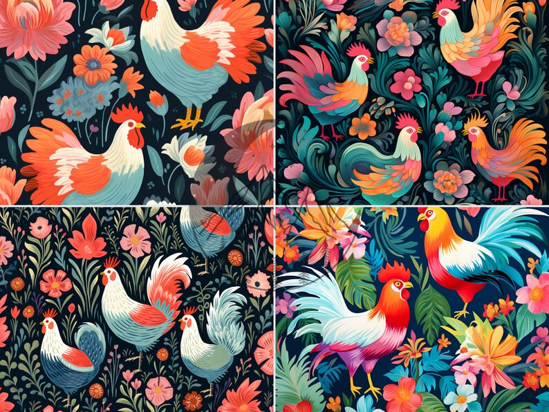 Preppy Chicken Digital Paper Pack Commercial Use Farm - Etsy