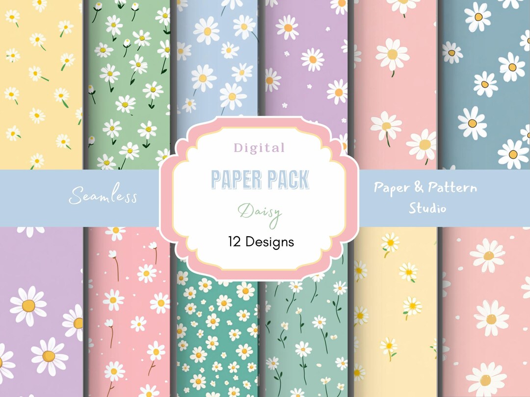 Pastel Daisy Digital Paper – Seamless Floral Patterns – Spring ...