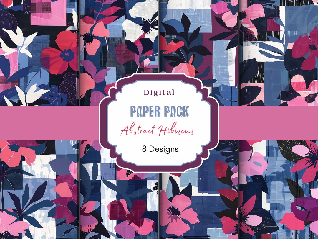 Abstract Hibiscus Digital Paper Floral Scrapbook Paper | Hibiscus ...