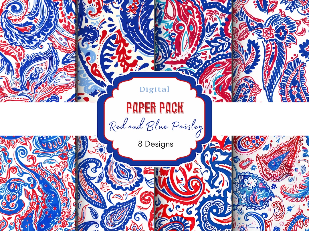 Red and Blue Paisley Digital Journal Paper | Paisley Pattern | Paisley ...