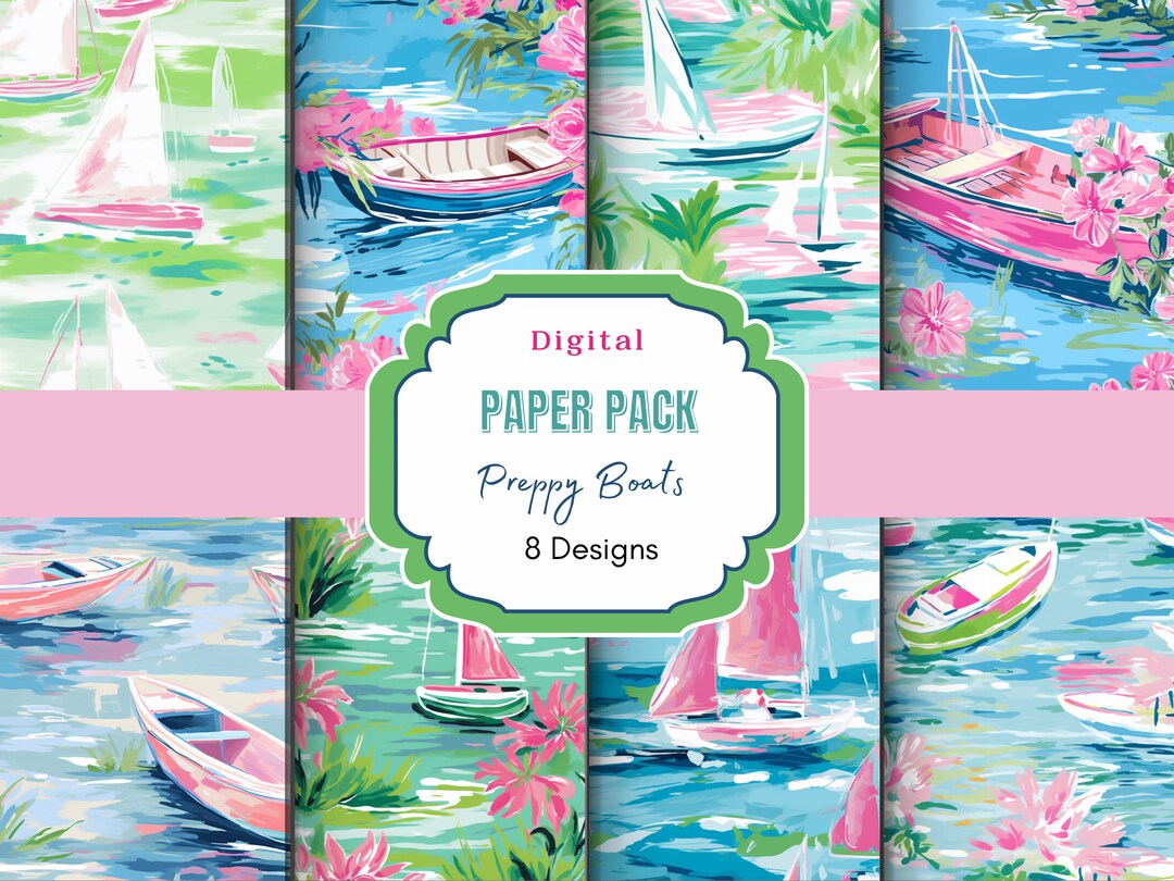 Preppy Boat Digital Paper| Preppy Print | Instant Download | Preppy ...