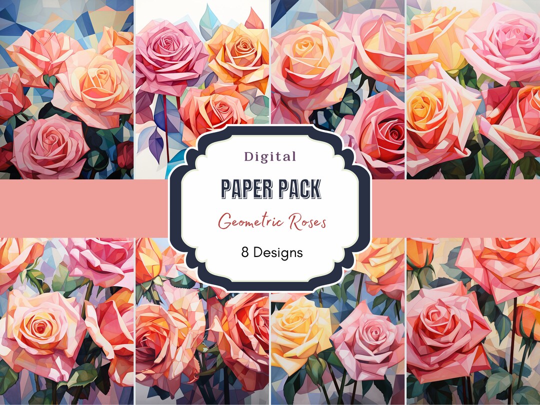 Geometric Rose Digital Paper| Instant Download | Digital Paper ...