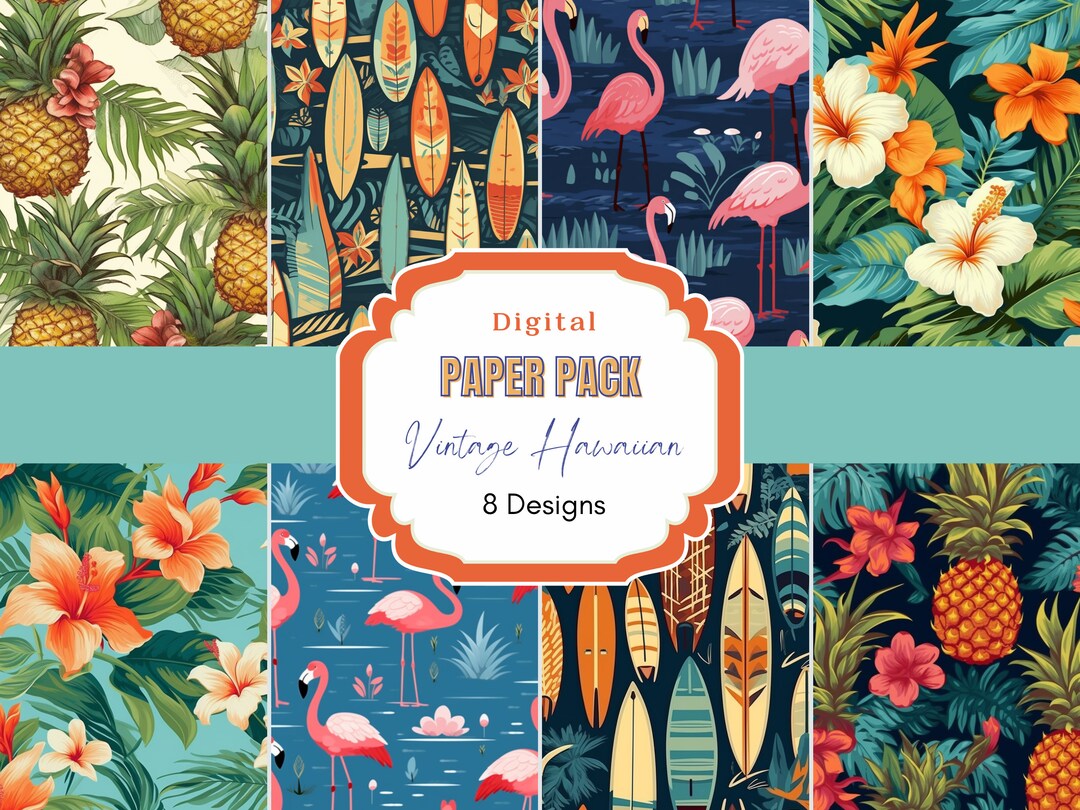 Vintage Hawaiian Digital Paper Pack | Commercial Use | Hawaiian Art ...