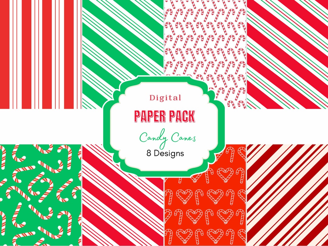 Candy Cane Digital Paper Christmas Digital Paper Digital Download Candy