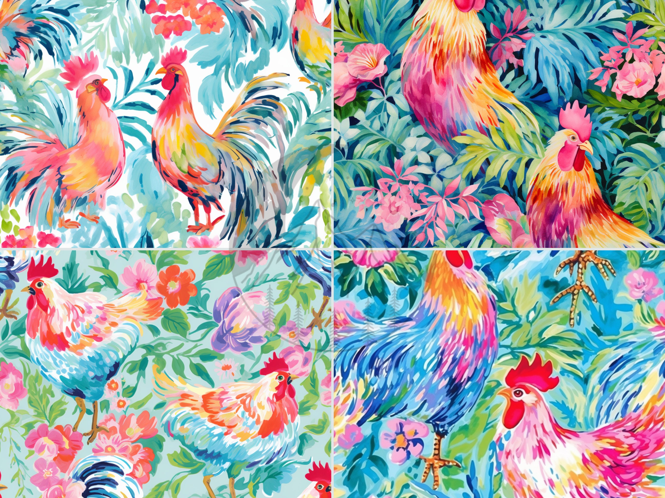 Bright Chickens Digital Scrapbooking Paper Pack Chicken Paper ...