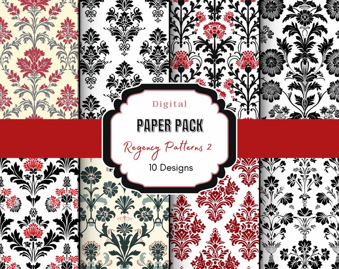 Regency Era Bridgerton Digital Paper Collection Scrapbooking Card ...