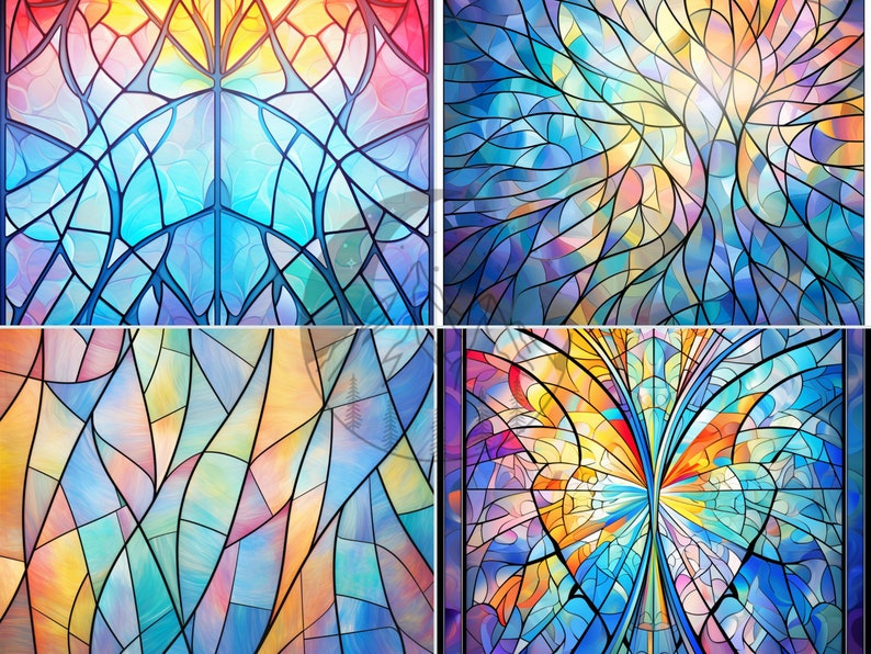 Stained Glass Digital Paper Digital Download stain Glass - Etsy