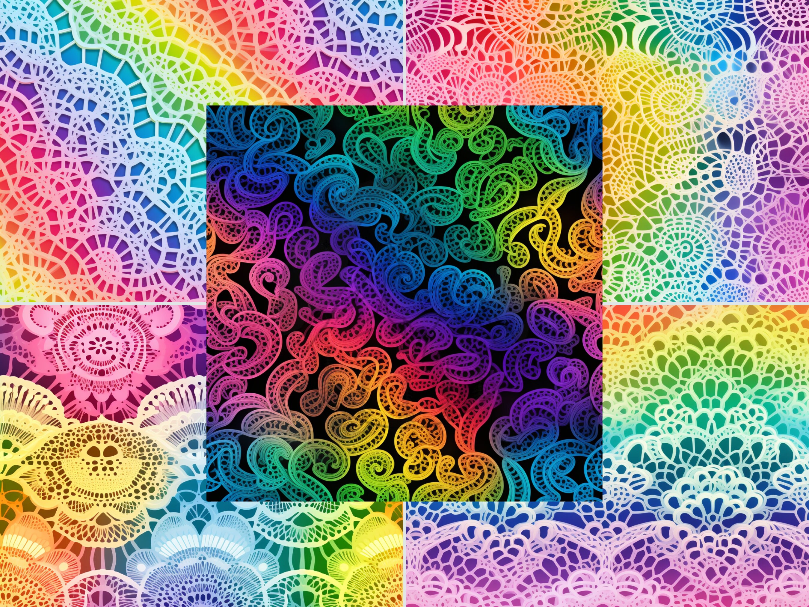 Rainbow Lace Digital Paper Lace Pattern Seamless Pattern - Etsy