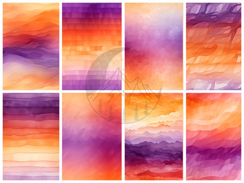 Sunset Ombre Background | Shades of Orange Digital Background | Sunset ...