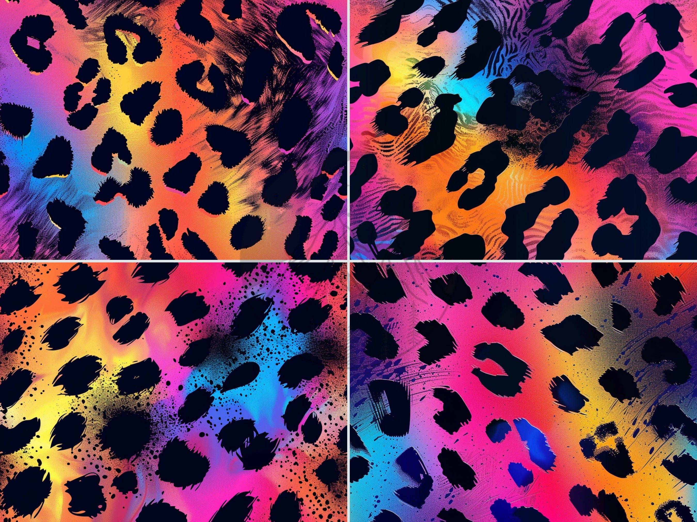 Rainbow Leopard Digital Paper Animal Print digital Scrapbook Paper ...