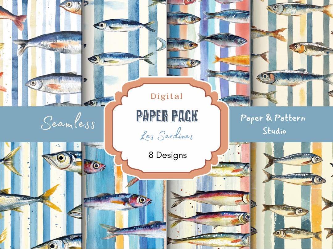 Sardines Seamless, Nautical Patterns, Marine Life Art, Ocean Aesthetic ...
