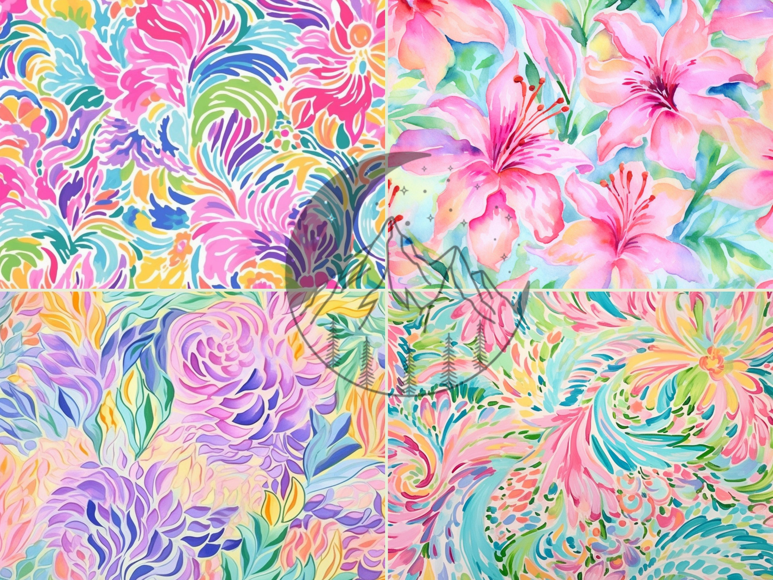 Watercolor Floral Digital Paper Pack Digital Paper Paper Scrapbook ...