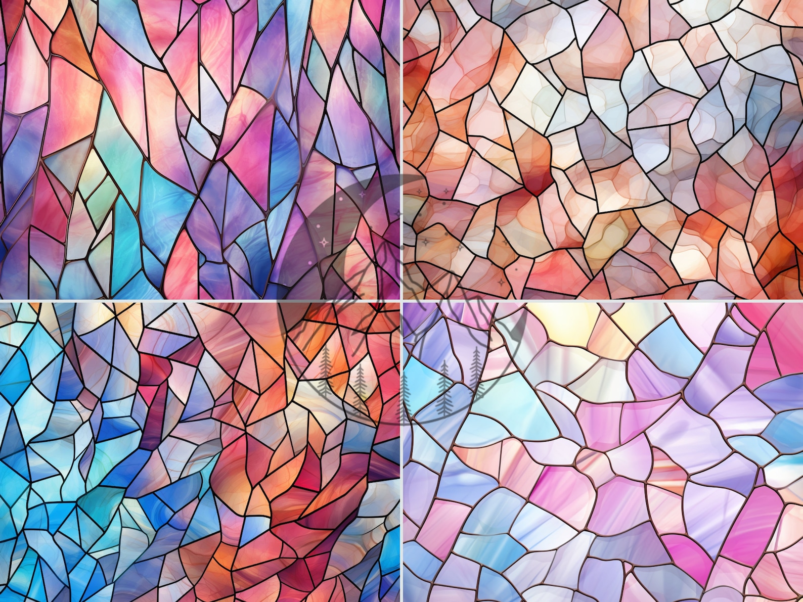 Stained Glass Digital Paper Pack | Commercial Use | Pastel Colors ...