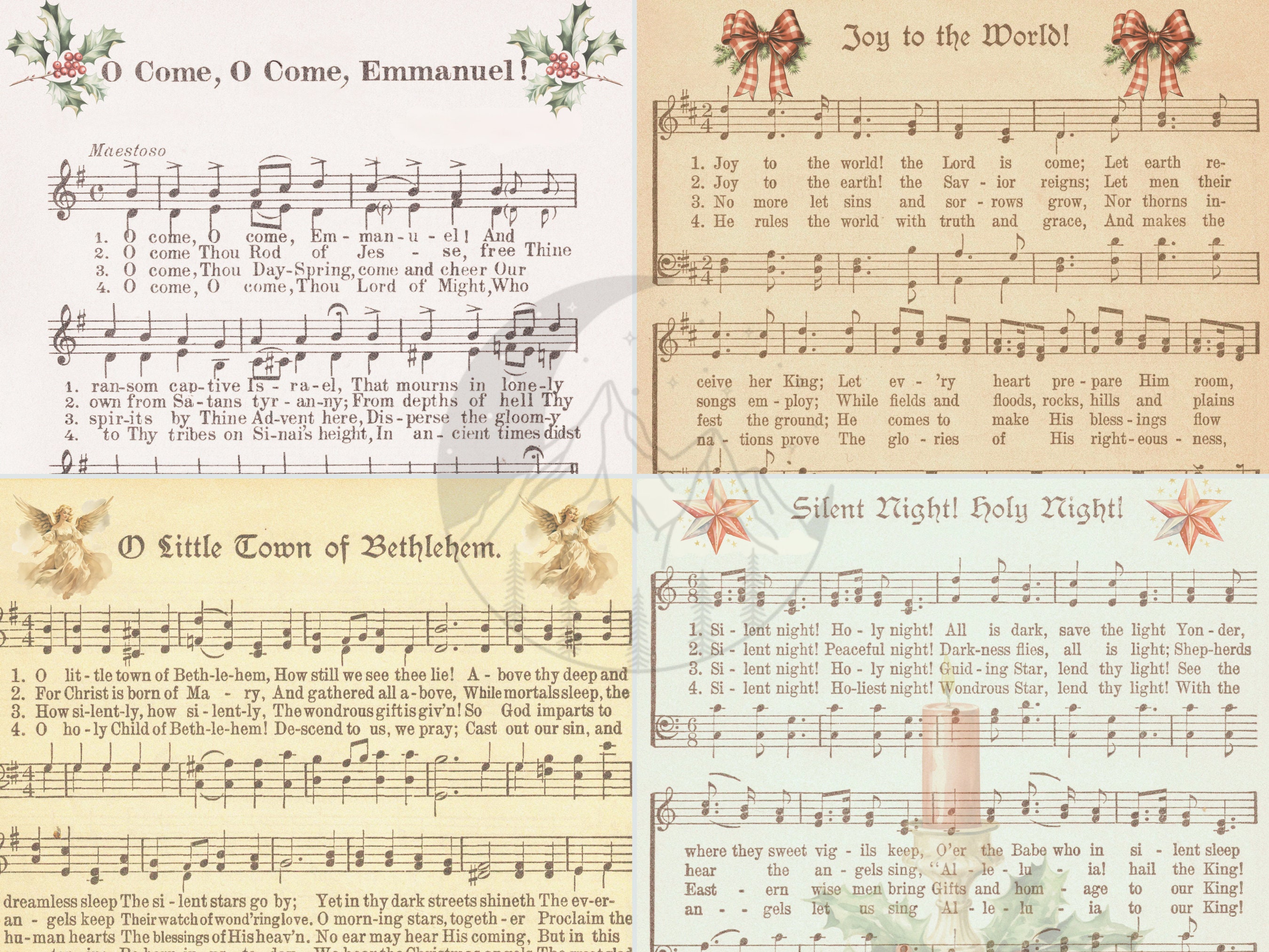 Christmas Sheet Music Digital Paper | Commercial Use | Sheet Music ...