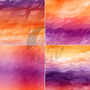 Sunset Ombre Background | Shades of Orange Digital Background | Sunset ...