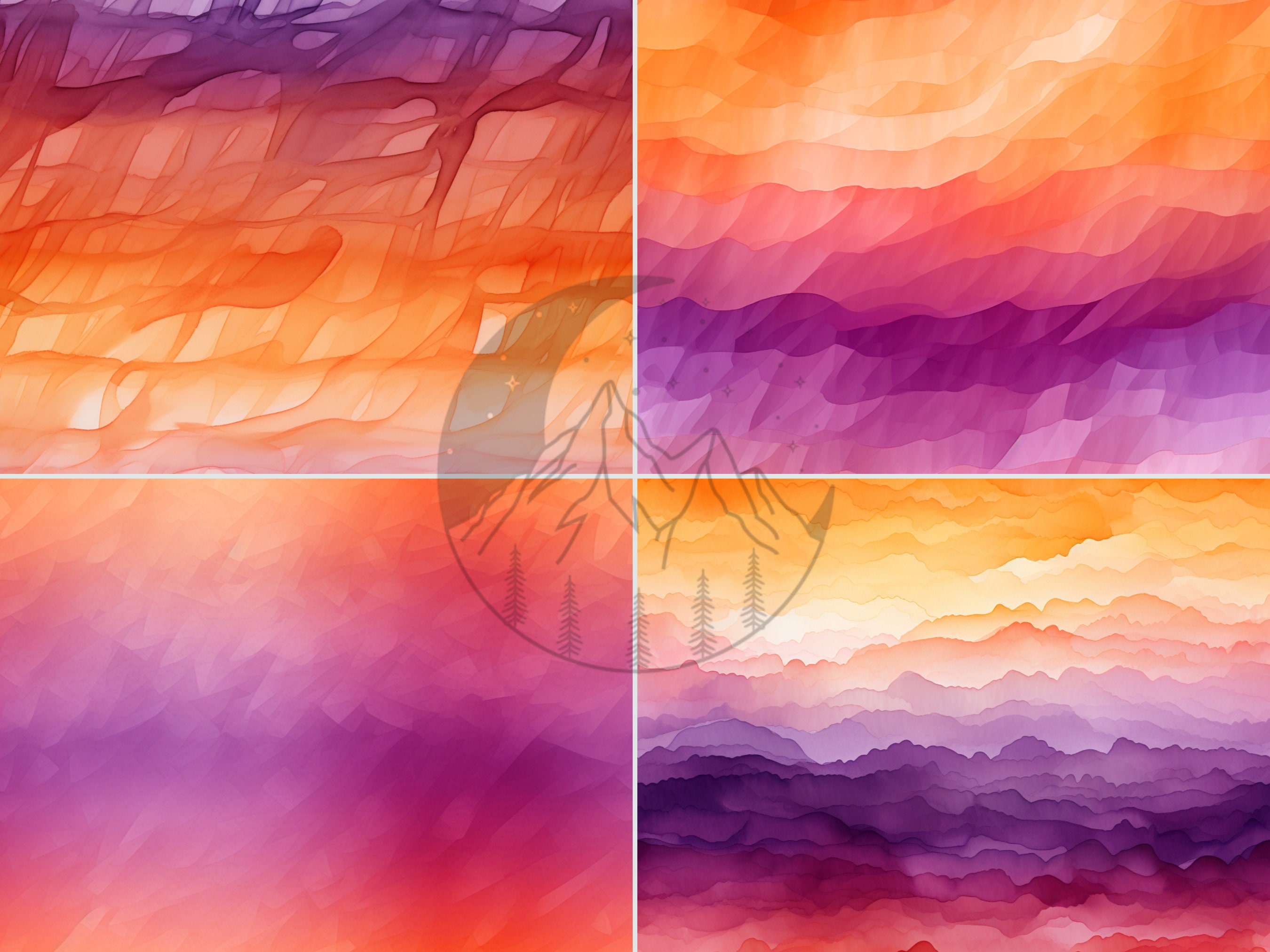 Sunset Ombre Background | Shades of Orange Digital Background | Sunset ...