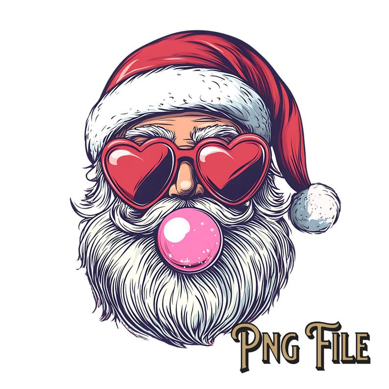 Retro Santa Blowing Bubble Gum PNG, Christmas Santa PNG, Vintage Santa ...