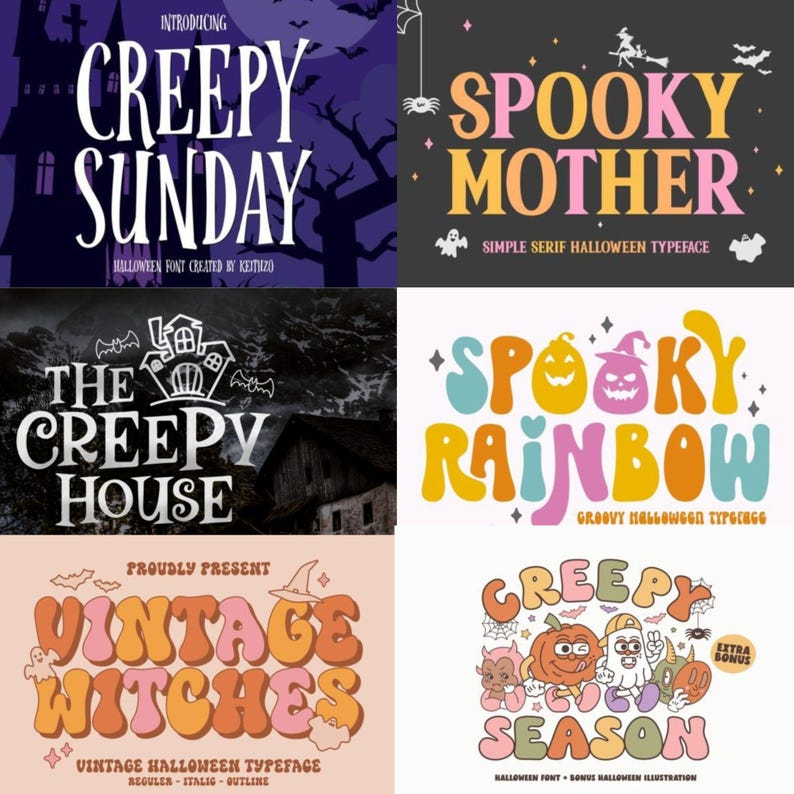 Spooky Halloween Font and Graphic Bundle, Huge Discount Bundle Fonts ...