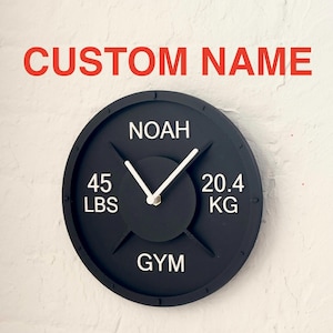 Customizable Weight Plate Clock, Personalized Gym Decor, Fitness ...