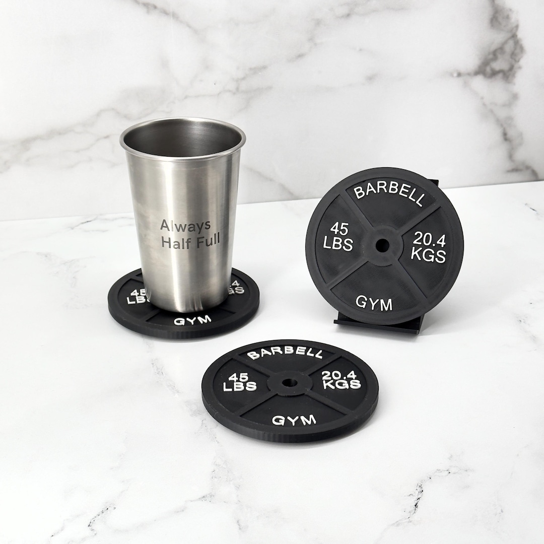 Weight Plate Coaster Set of 3 - Non Slip Gym Drink Coasters - Fitness ...