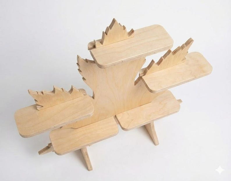 Maple Leaf Sculptural Wooden Shelf – Minimalist Plywood Display for ...