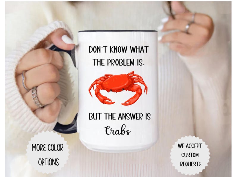 Personalized Crab Coffee Mug, Two-tone Accent Mug - Etsy