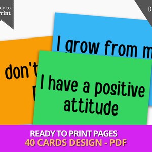 40 Positive Daily Affirmations for Kids, Printable Affirmation Cards ...