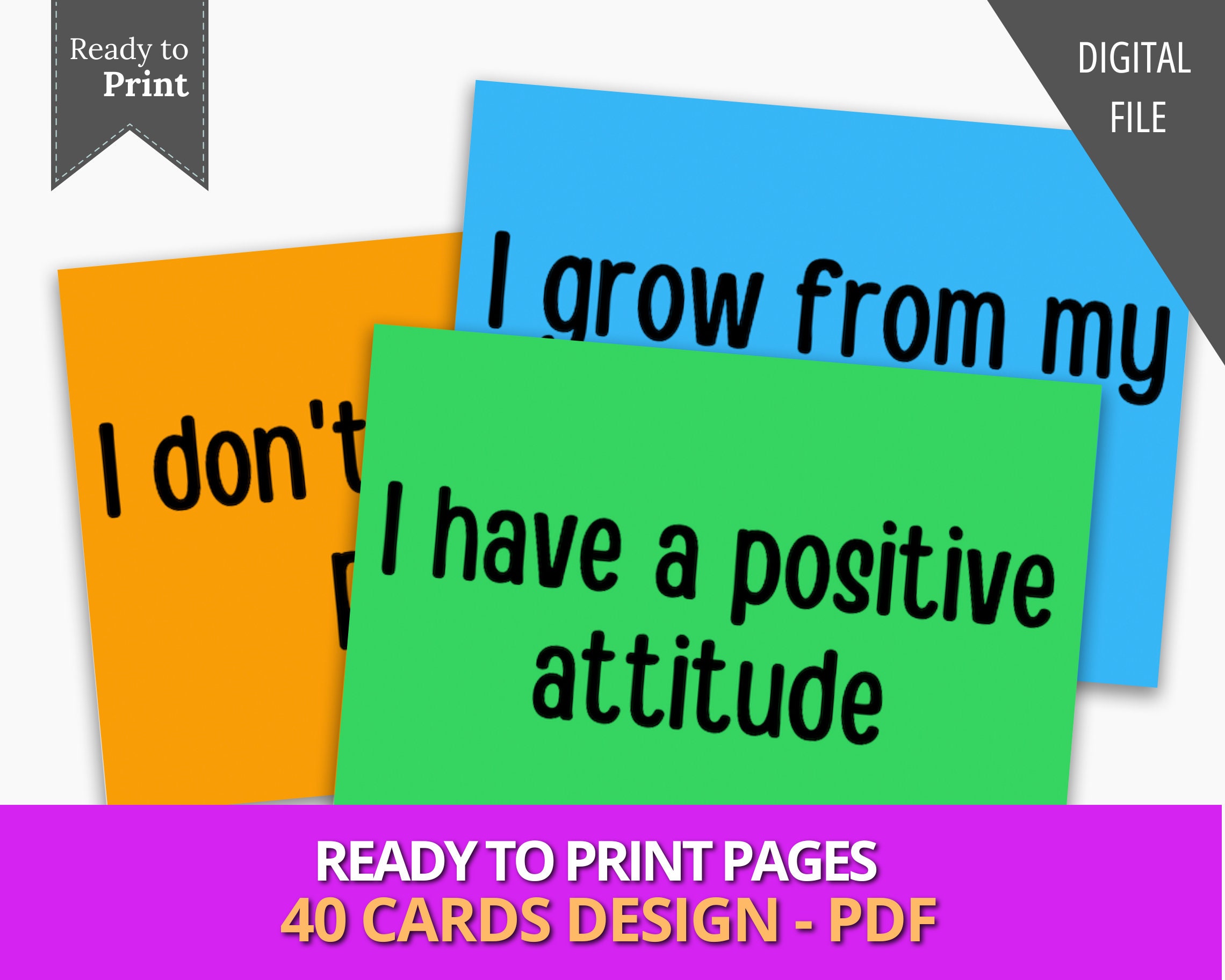 40 Positive Daily Affirmations for Kids, Printable Affirmation Cards ...