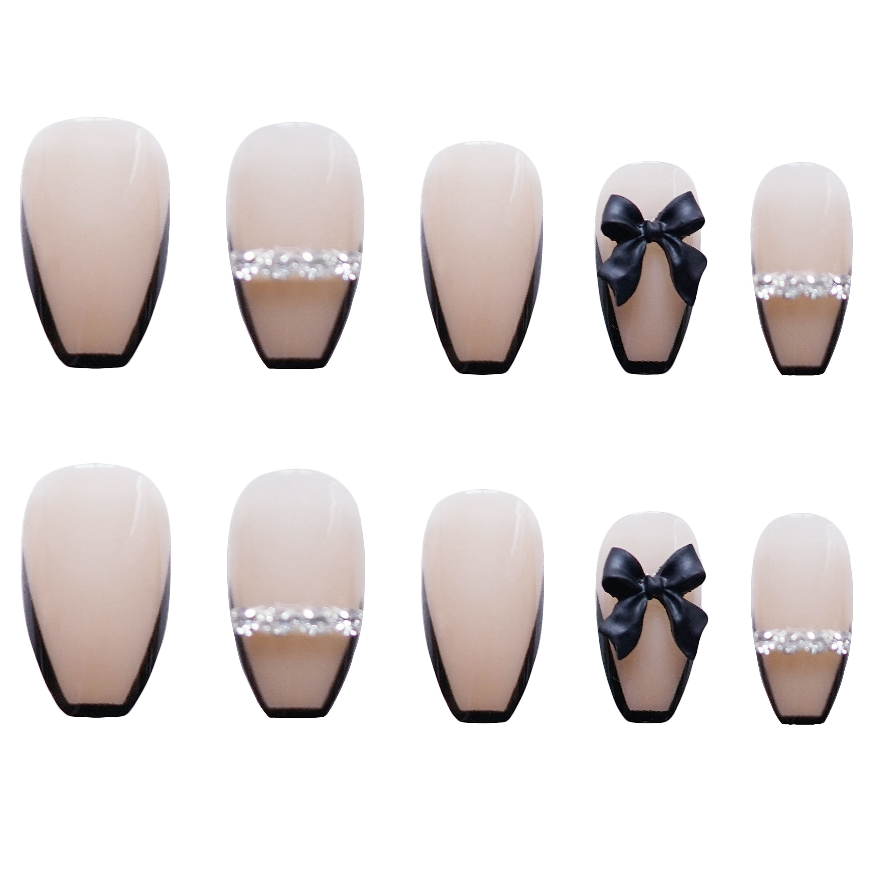 Butterfly Chain False Nails | Black Butterfly Chain Press on False ...