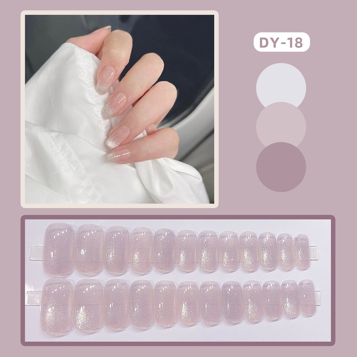 Spar Powder Gradually False Nails | Press on Nails 24 Pics | Pink Short ...