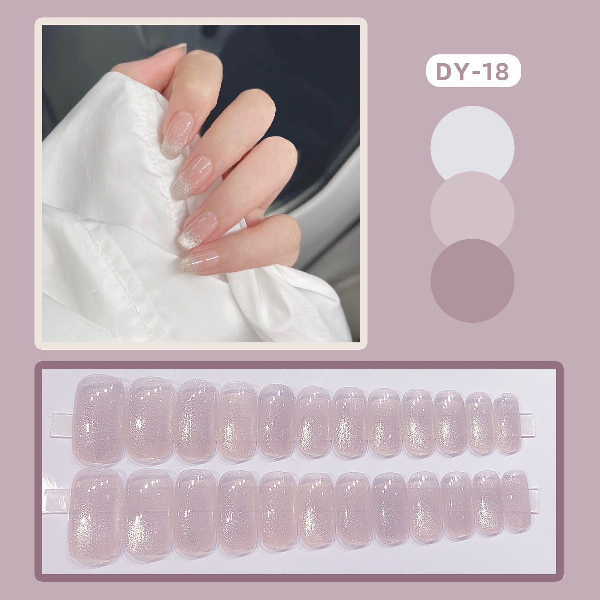 Spar Powder Gradually False Nails Press on Nails 24 Pics Pink Short ...