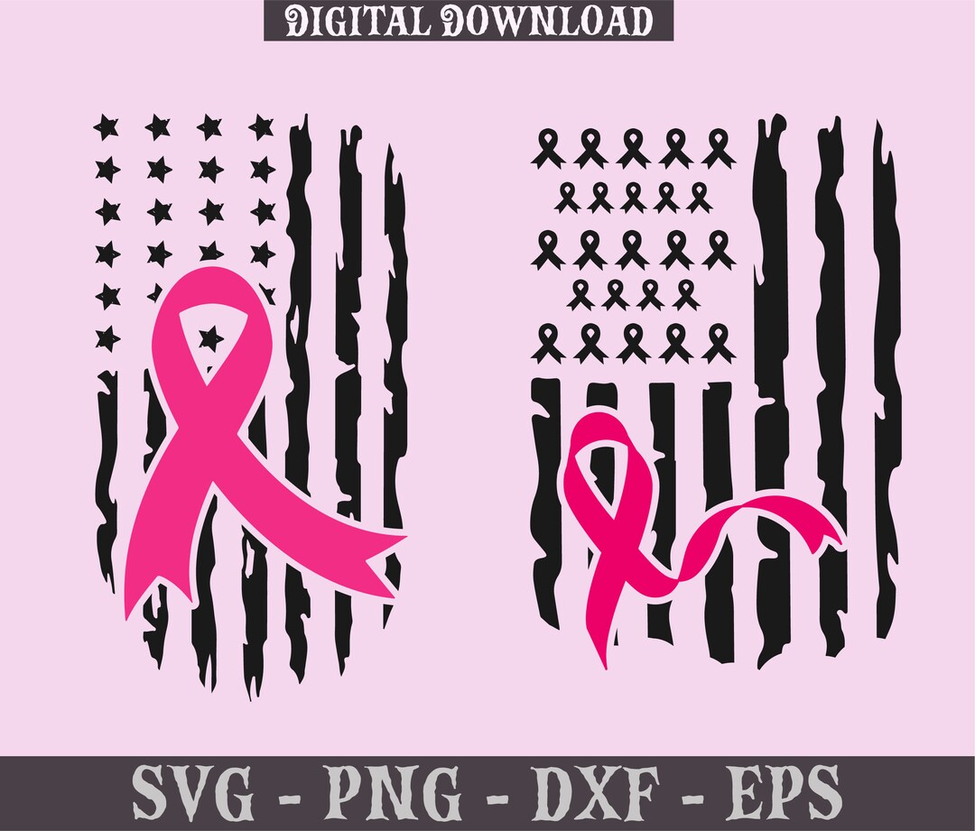 Pink Ribbon USA Flag Svg,america Breast Cancer Awareness,cancer ...