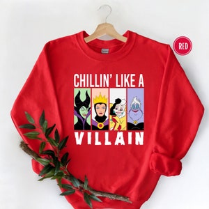 Vintage Disney Villains Ursula Evil Queen Cruella Maleficent Chillin Lika A Villain Sweatshirt ...