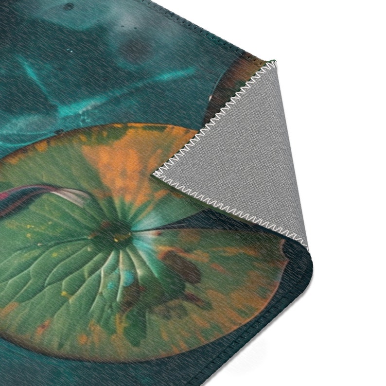 Koi Pond Lily Pad Lotus Water Area Rug, Colorful Doormat or Bathmat ...