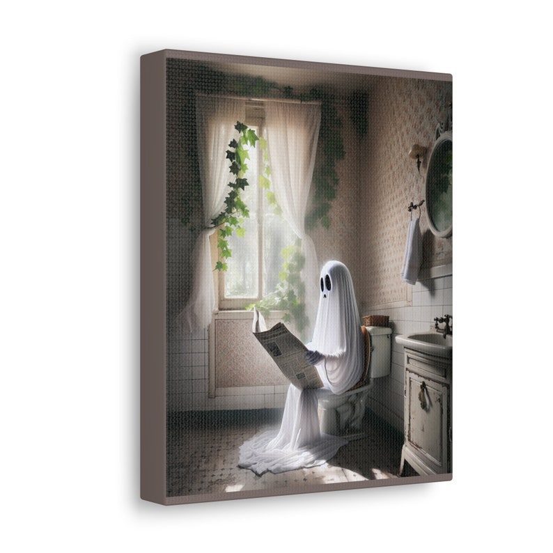 Ghost on Toilet, Ghost in Bathroom Art, Dark Academia, Halloween ...