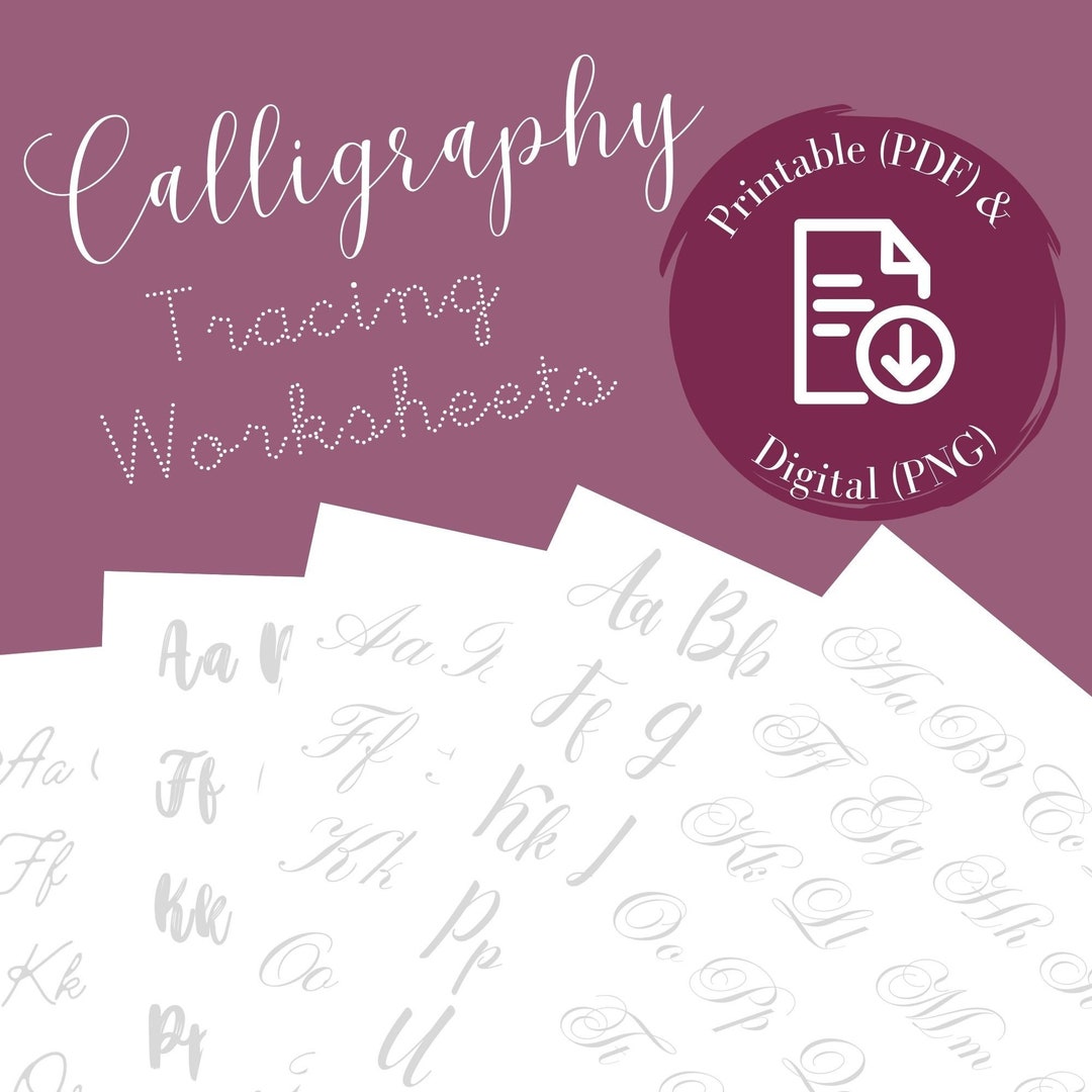 Practice Sheet Templates Calligraphy Printable Lowercase & Uppercase ...