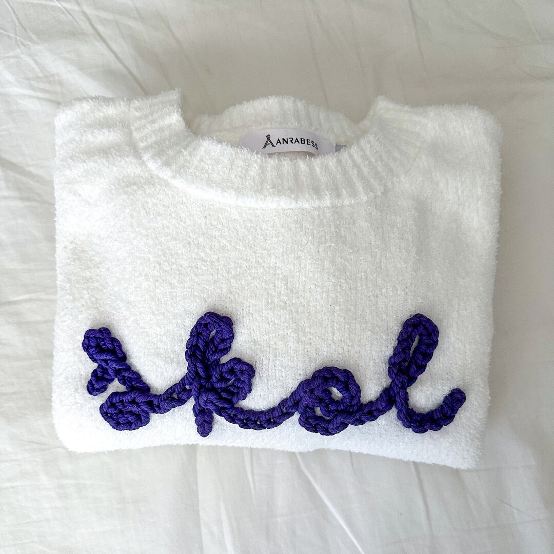 Custom Hand-embroidered Name Sweater - Etsy