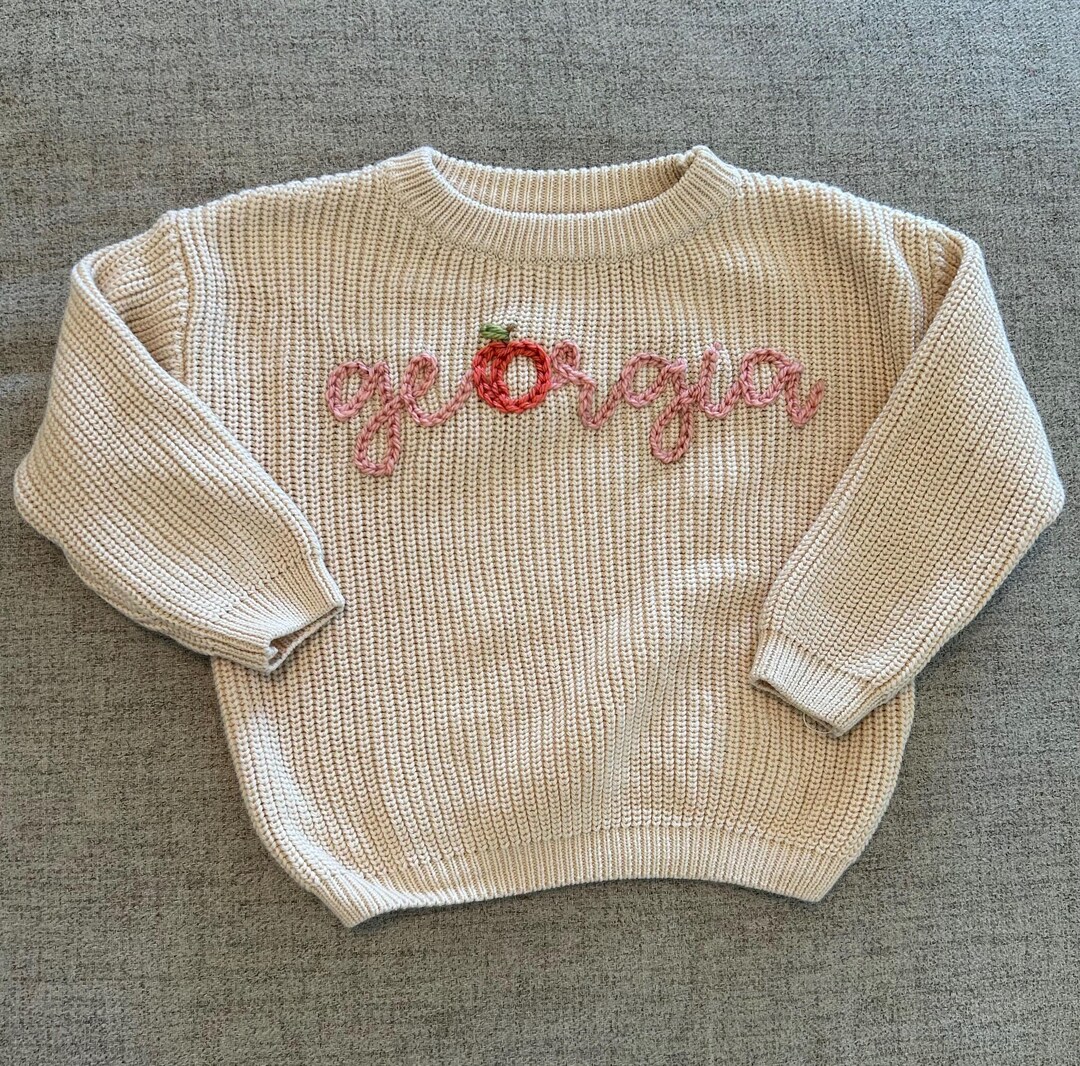 Custom Hand-embroidered Name Sweater - Etsy