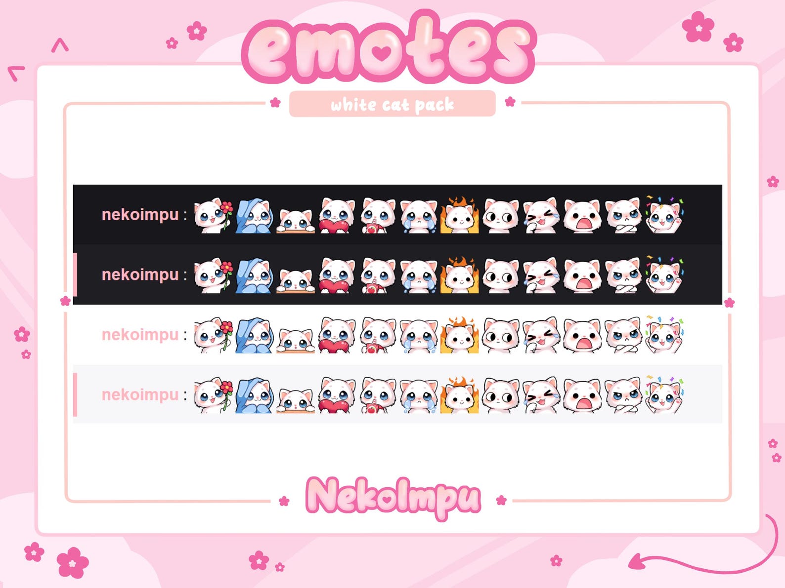 White Cat Emotes Pack 1 (twitch/discord/youtube) - Kawaii - Kitty ...