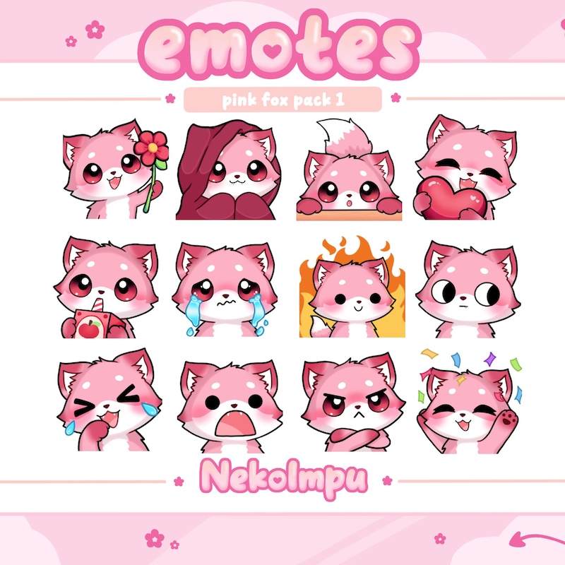 Pink Fox Emote for Twitch - Etsy