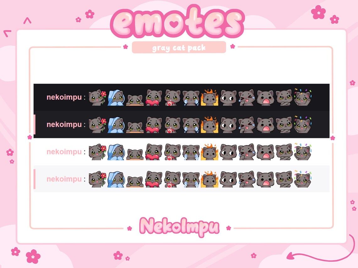 Gray Cat Emotes Pack #1 (twitch/discord/youtube) - Kawaii - Kitty ...