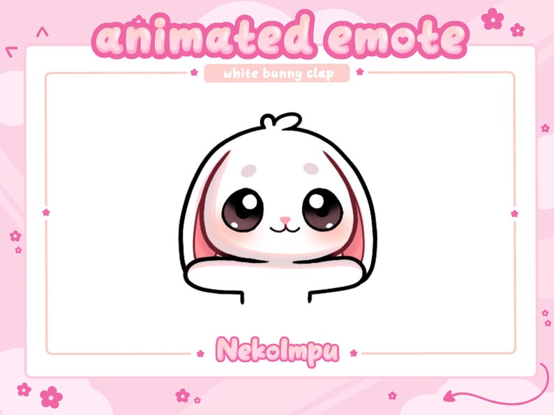 Animated White Bunny Clapping Emote (twitch/discord/youtube) - Kawaii ...