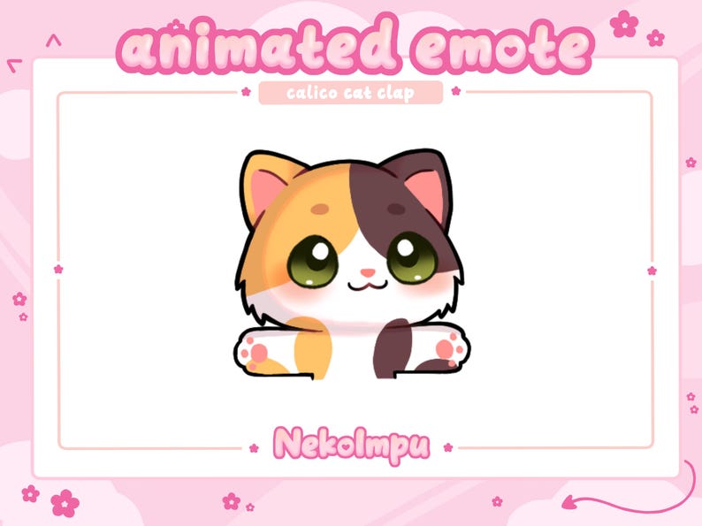 Animated Calico Cat Clapping Emote twitch/discord/youtube Kawaii Kitty ...